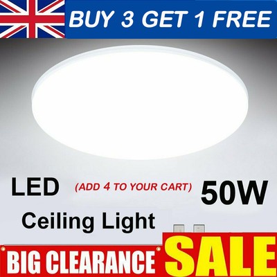 50W Round LED Ceiling Light Panel Down Lights Bedroom Kitchen Living ...