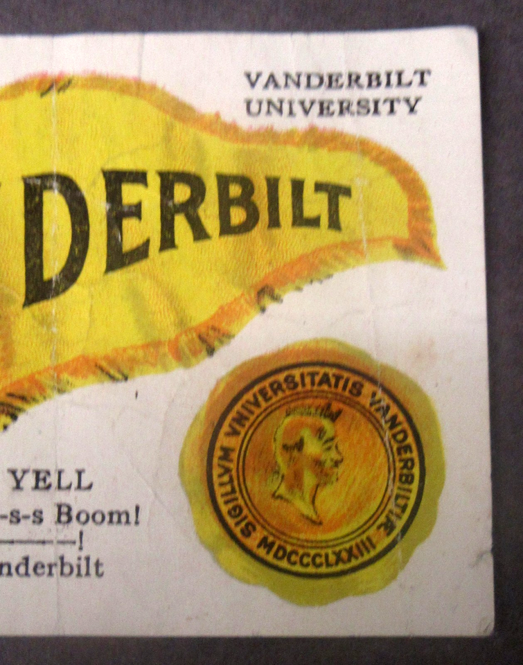 VANDERBILT 1910 D96 Weber Baking COLLEGE YELLS & Pennant trading card ...