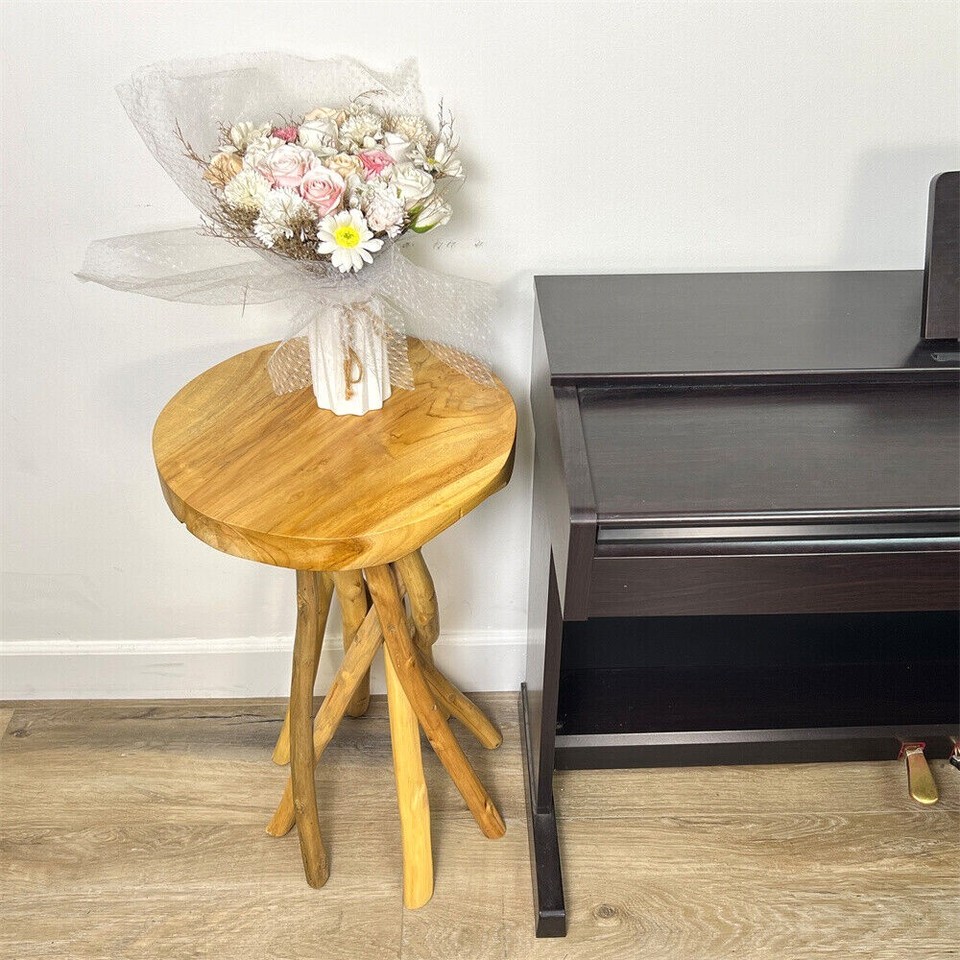 Teak Wood Branch End Table Rustic Side Table Small Accent Table Plant ...