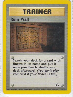 M) Pokemon Nintendo GAMEFREAK Trading Card Trainer Ruin Wall 74/75 | eBay