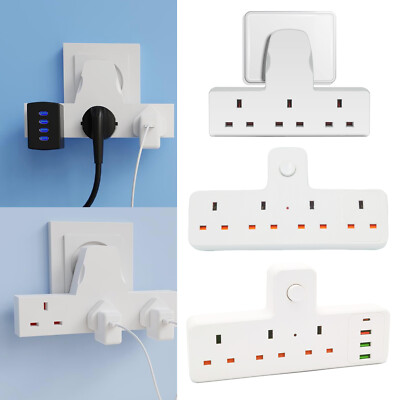 13A 3 WAY GANG EXTENSION MULTI PLUG IN MAINS SOCKET ADAPTER SPIKE SURGE ...