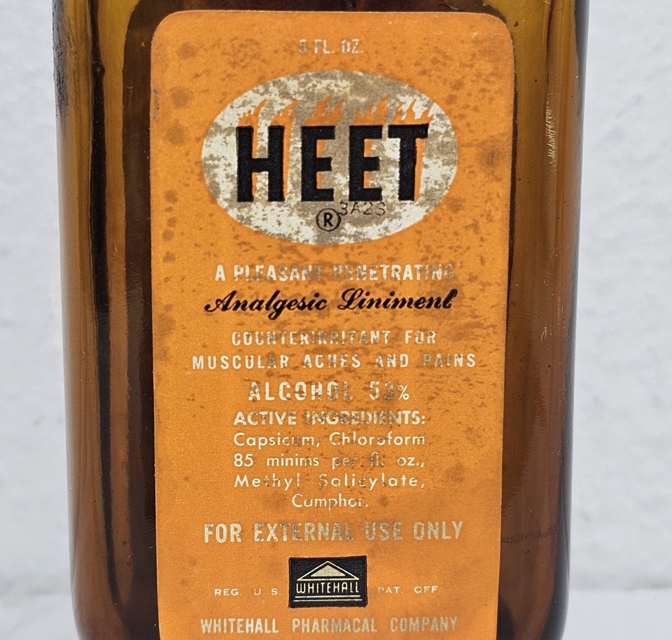 Empty Heet Analgestic Liniment Bottle 5 Oz. Whitehall Company Fast ...