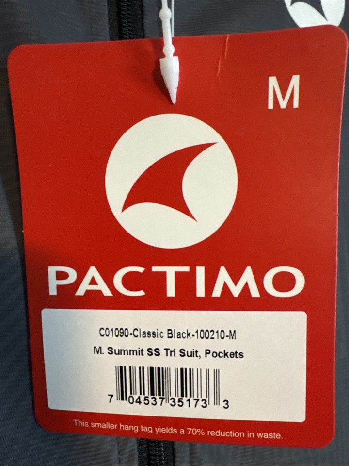 Pactimo Men’s Cycling, Size Med, M. Summit SS Tri Suit, Black, Pockets ...