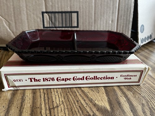 Avon 1876 Cape Cod Ruby Red Condiment Dish | eBay