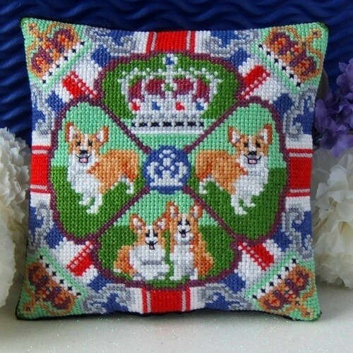 Queen Elizabeth II's Corgis Mini Cushion Cross Stitch Kit, Sheena ...