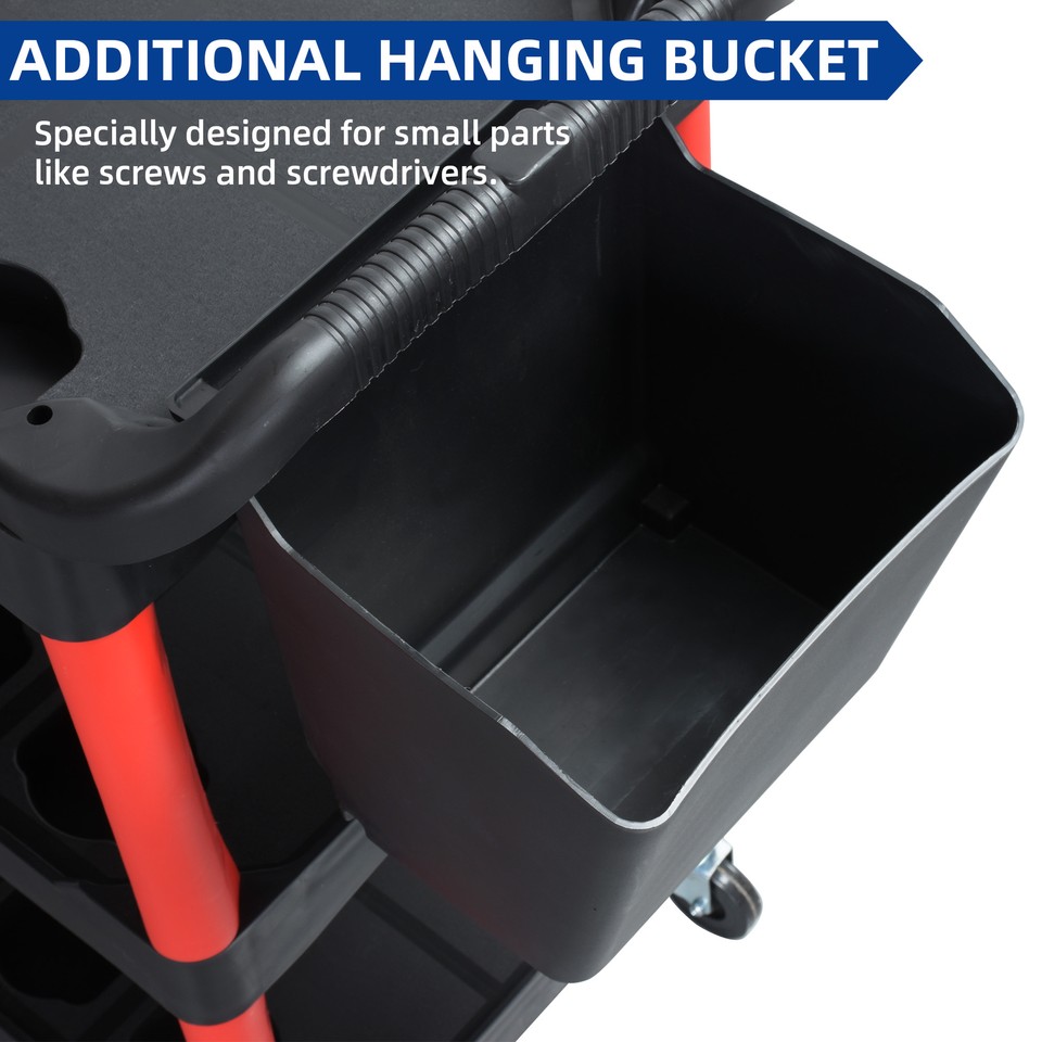 Auto Detailing Cart Car Wash Tool Organizer Utility Trolley with Hooks ...