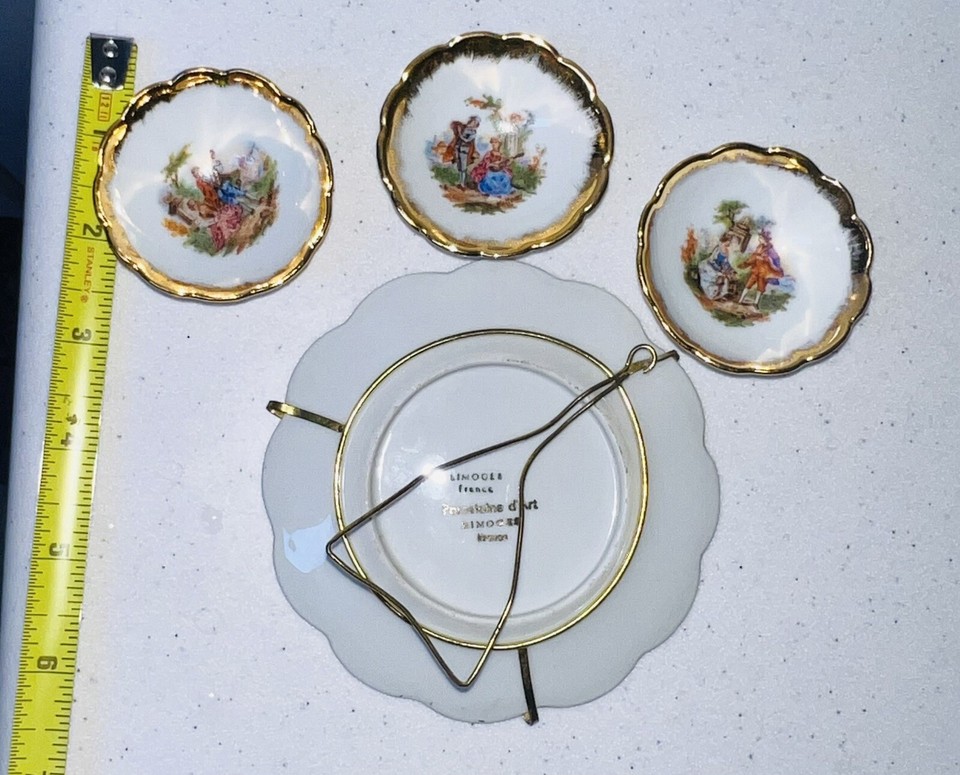 Vintage Miniature Plate Limoges France Porcelain Couple-Footed Bowls ...