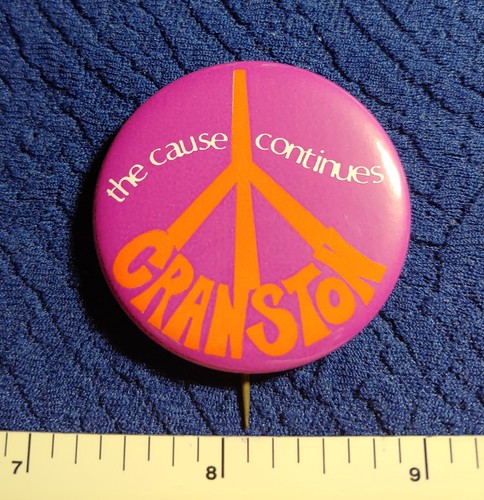 ALAN CRANSTON CALIFORNIA SENATOR PRES HOPEFUL PEACE CAUSE POLITICAL PIN ...