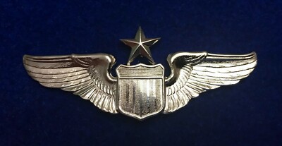 US AIR FORCE SENIOR PILOT WINGS BADGE; REGULATION SIZE, MIRROR FINISH ...