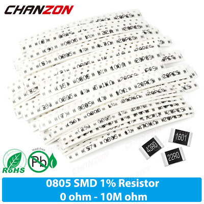 100pcs SMD SMT 0805 Resistor 1/8W Watt 1% Resistance Assorted Kit 0 Ohm ...
