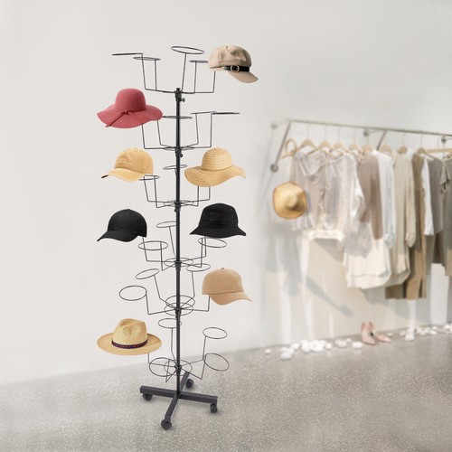 6-Tier Hats Display Rack Rotating Retail Hat Rack Stand Adjustable Hat ...