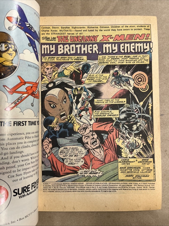 The X-Men #97 Marvel Comics February 1976 My Brother My Enemy | eBay