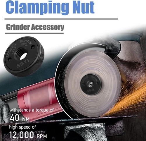 Mesee 5/8-11 Inch Thread Quick Release Angle Grinder Flange Nut Black ...