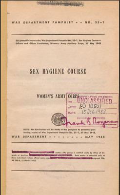 33 Page May 1945 Sex Hygiene Course: Women's Army Corps WAC Pamphlet On ...