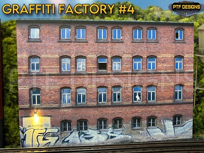 N Scale Graffiti Factory #4 - Building Flat w/LED -scratch built 1:160 ...