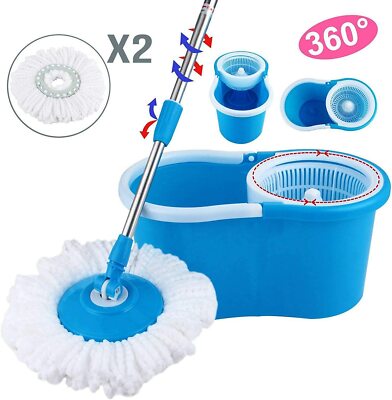 360° Spin Mop With Bucket Microfiber Floor Stainless Steel Cleaning ...