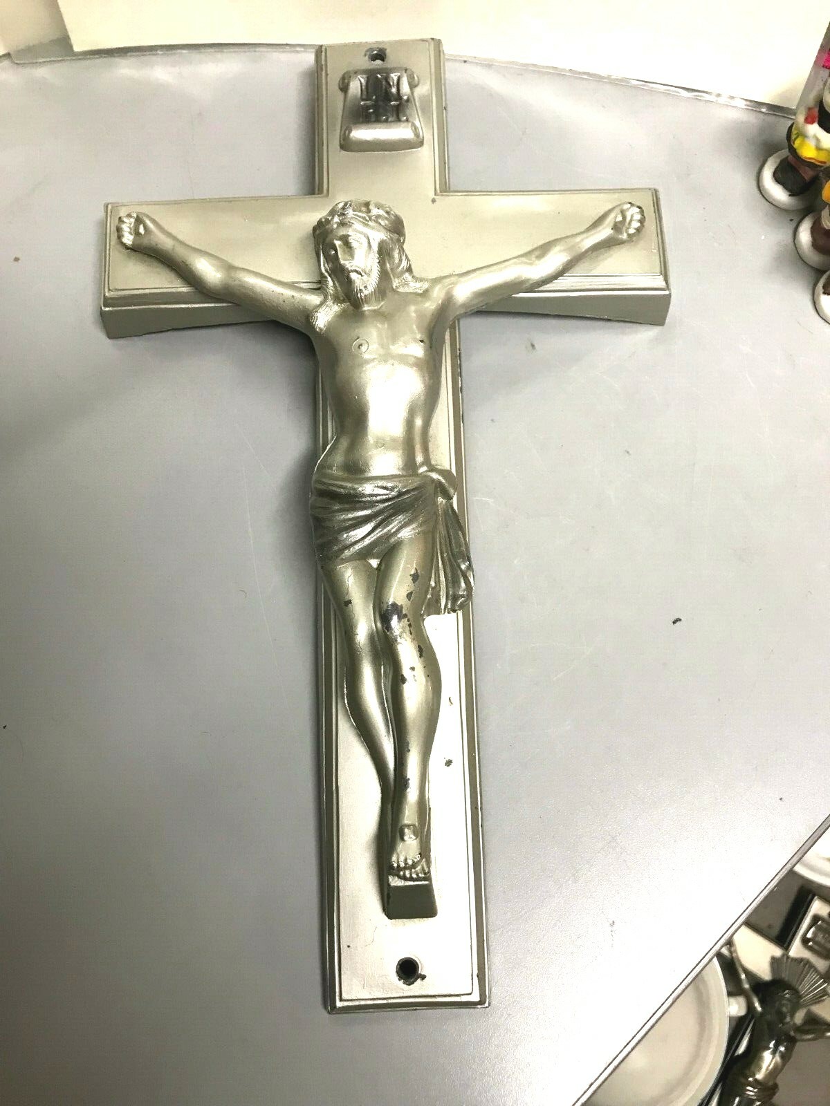 IHS Antique casket funeral Silver crucifix~Cross~Metal JESUS Religious ...