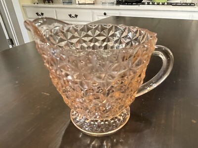 JEANNETTE Pink Depression Glass Creamer Pitcher CUBIST BUTTONS & BOWS ...
