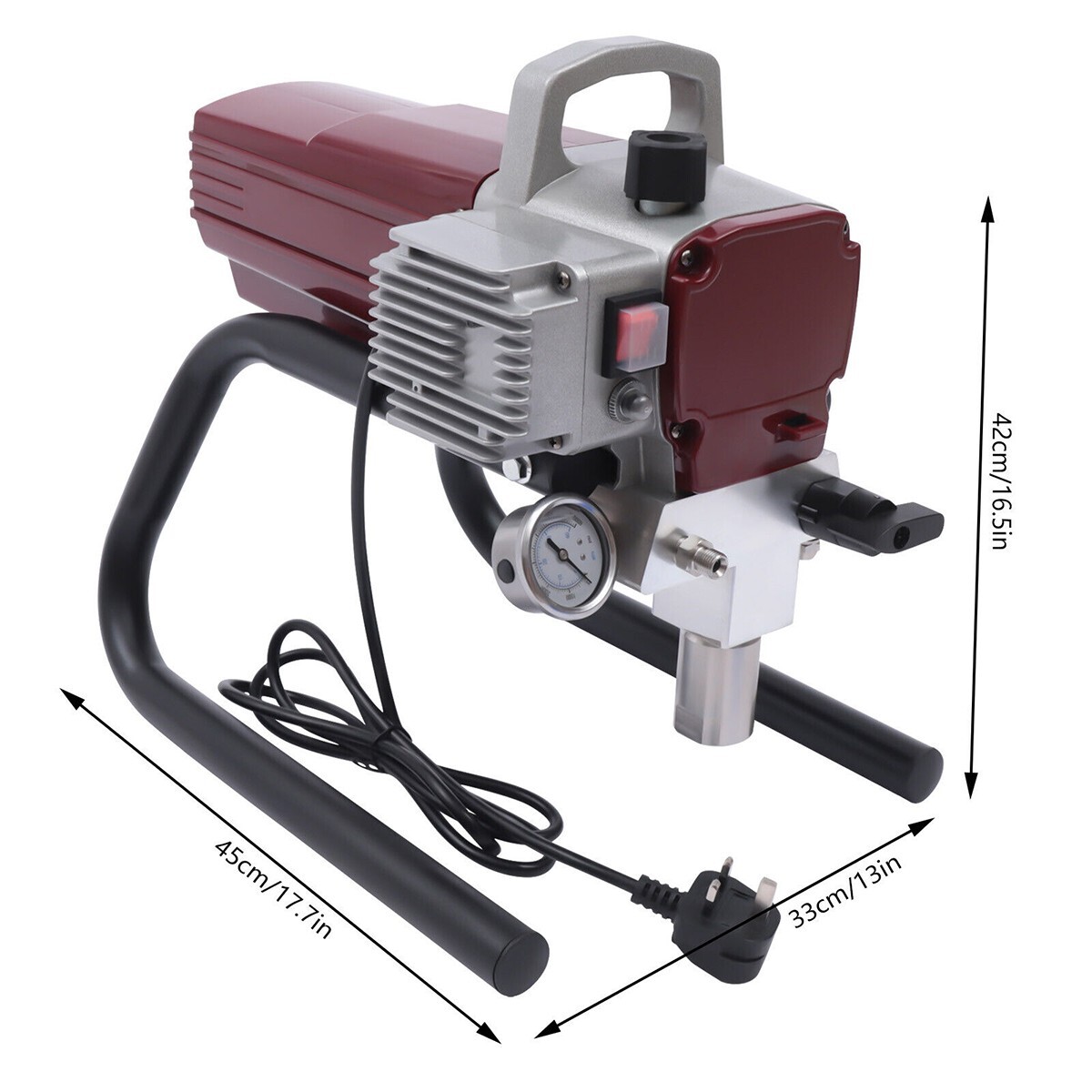110V 1700W High Pressure Airless Spraying Wall Paint Spray Gun Sprayer ...