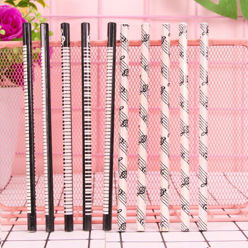 12Pcs Cute Music Notes Piano HB Wooden Standard Pencils Students ...