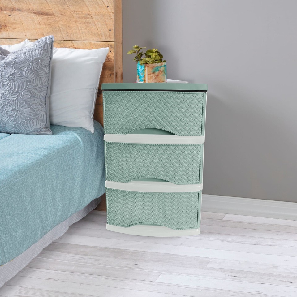 3 Drawer Filling Cabinet Storage Unit Removable Compartment Rattan ...