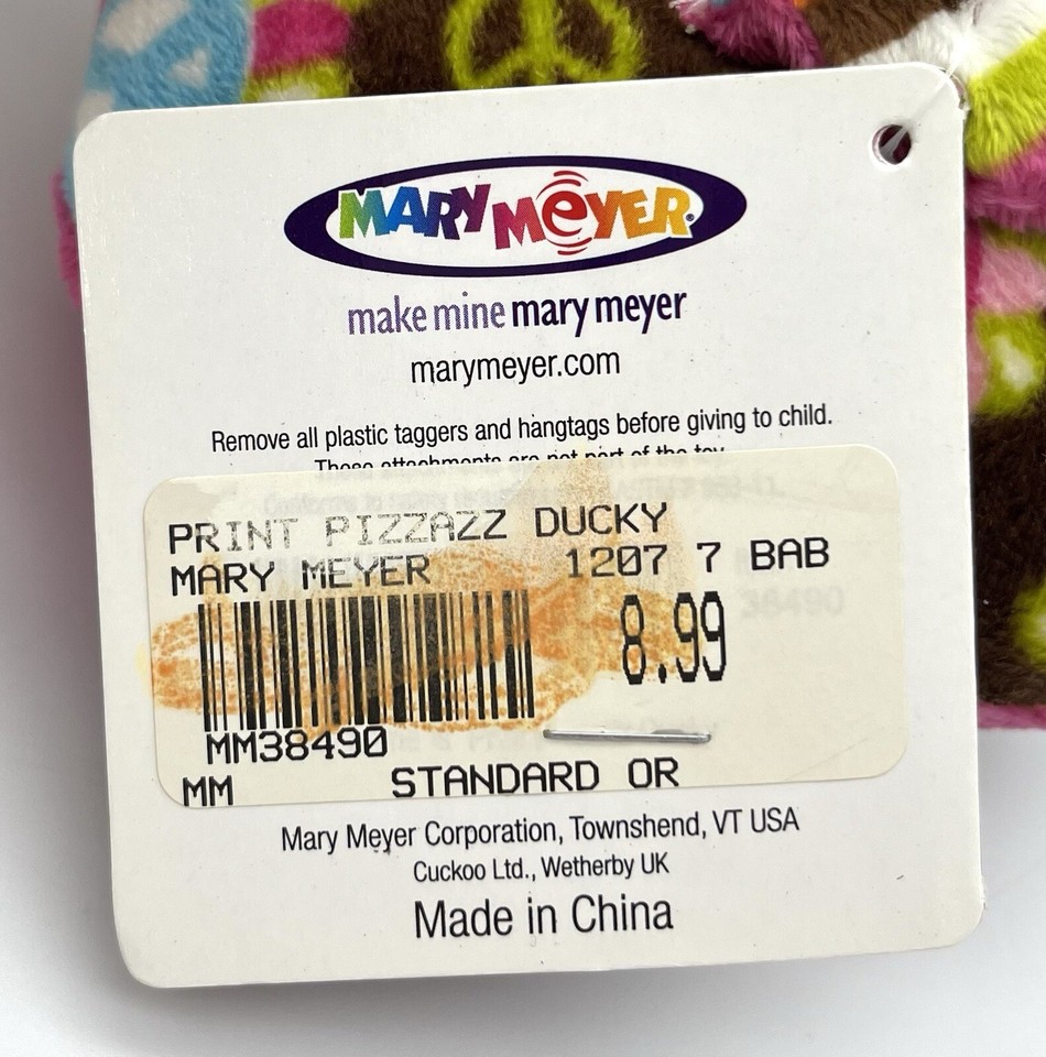NWT Mary Meyer Print Pizzazz Peace Sign Brown Duck Plush Toy | eBay