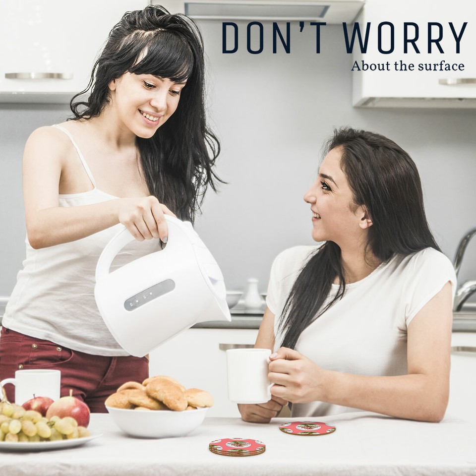 4 Set - Pink Bonsai Blossom Tree Coasters - Kitchen Drinks Coaster Gift ...