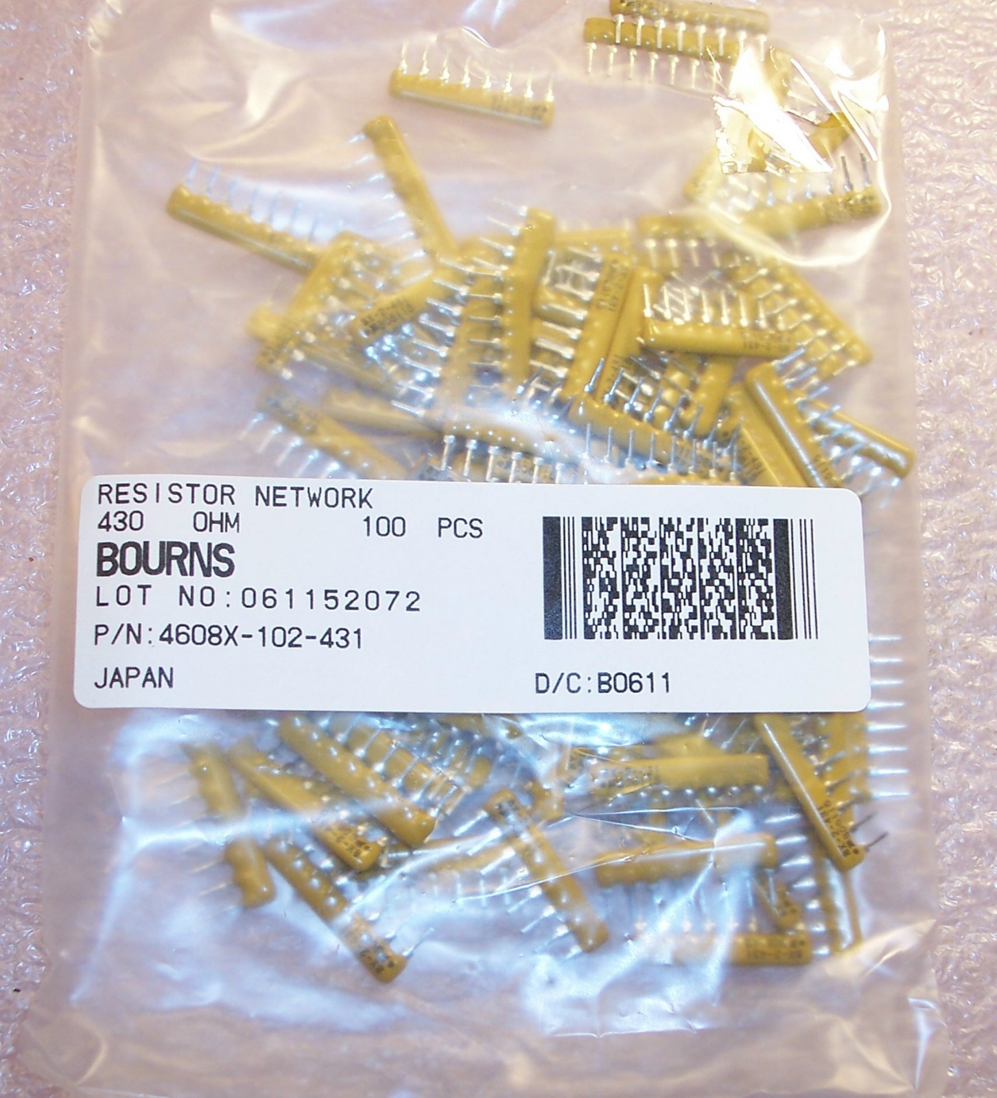 QTY (100) 430 Ohm 2% 8 PIN SIP ISOLATED RESISTOR NETWORKS 4608X-102-431 ...