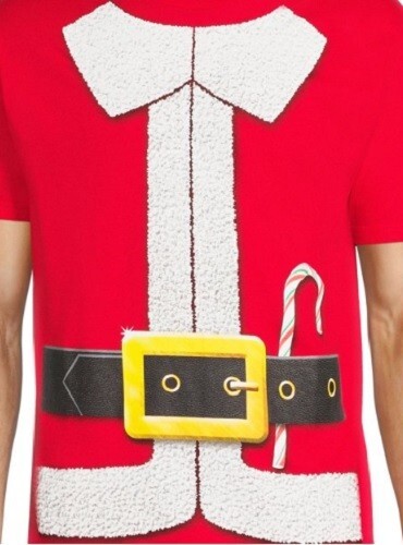 Holiday Time NEW♈Men's Printed Christmas SS Tee size S~Red Faux Santa ...