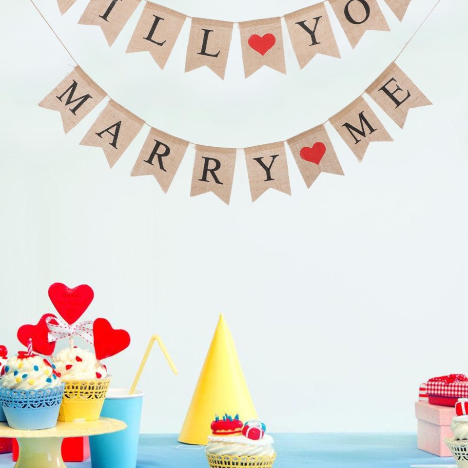Proposal Banner Bunting Banner, Triangle Flag Bridal Shower Banners ...