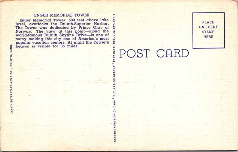 Postcard TOWER SCENE Duluth Minnesota MN j/01 AO1013 | eBay
