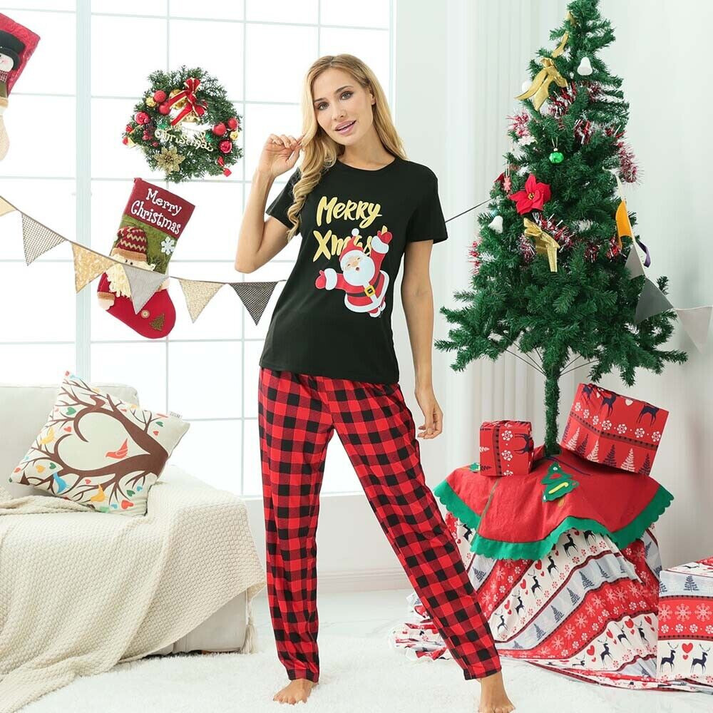 Family Matching Christmas Pyjamas Adult Kids Xmas Tree Nightwear ...