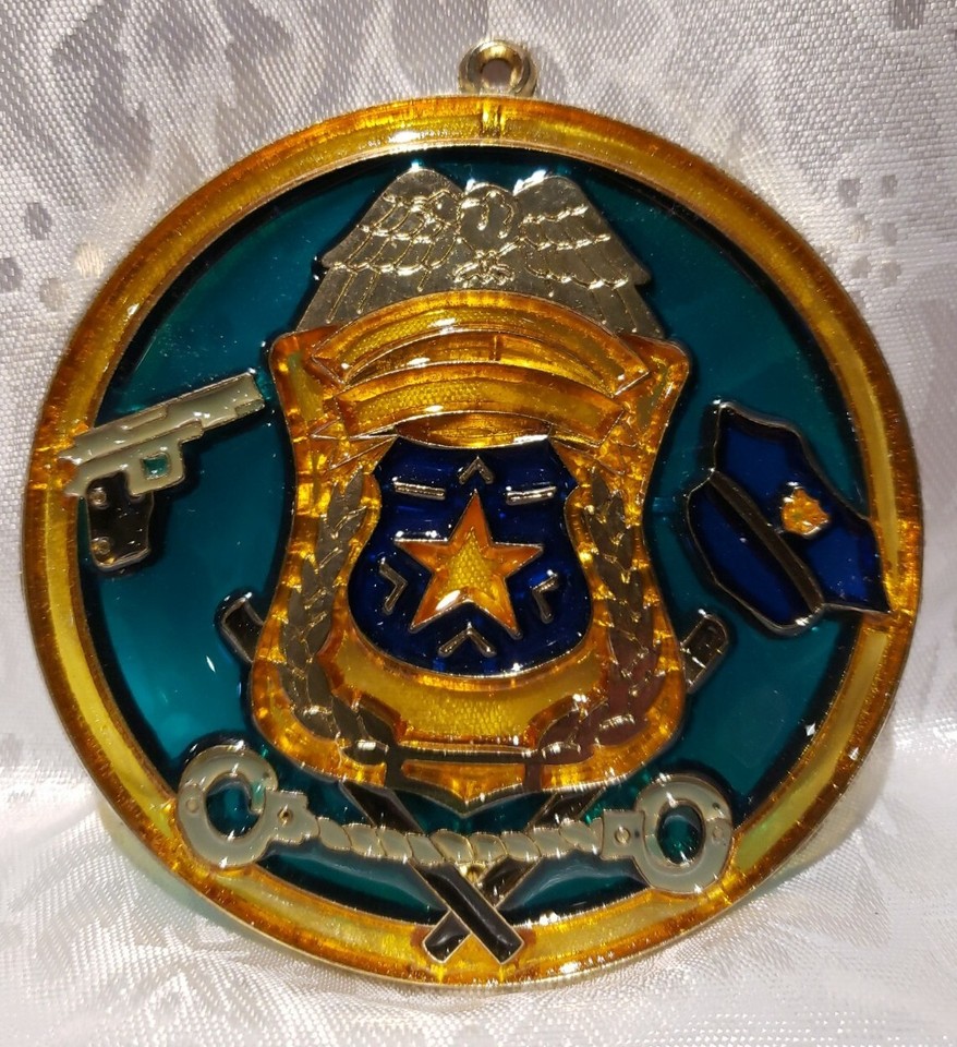 Stained Glass Style Police Department Suncatcher/Ornament | eBay