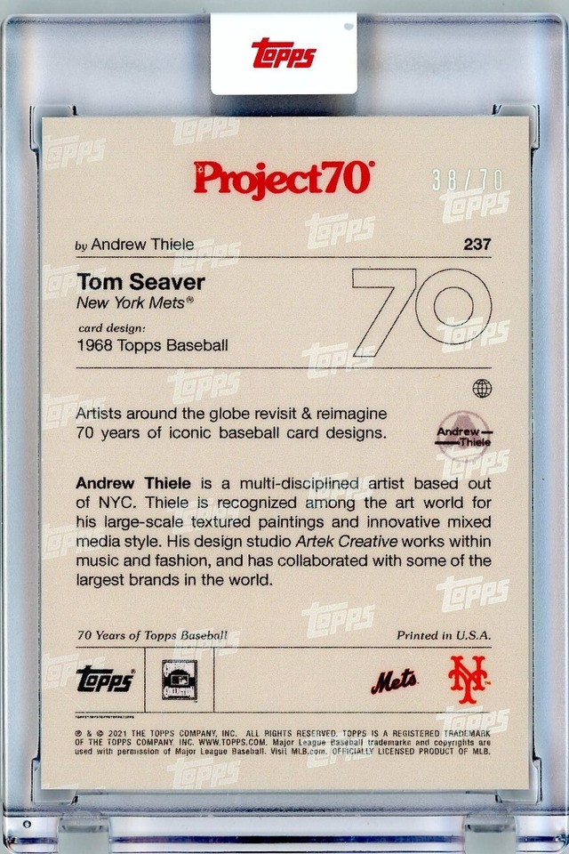 2021 TOPPS PROJECT 70 - TOM SEAVER BY ANDREW THIELE - RAINBOW FOIL 38/ ...