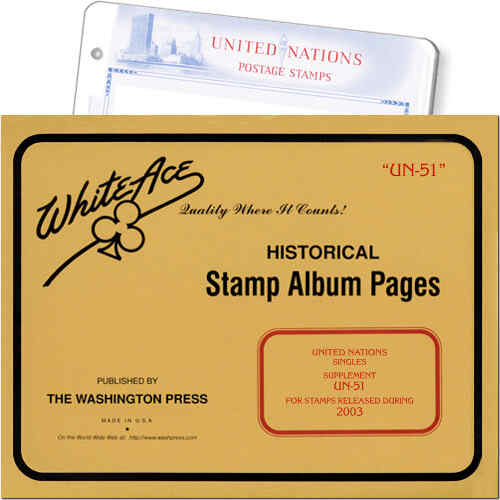 White Ace United Nations "UN-51" United Nations Singles Stamp Album ...