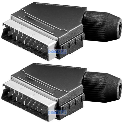 PACK of 2 x SCART CABLE CONNECTOR ASSEMBLY CRIMP TYPE PLUG FOR 10mm ...