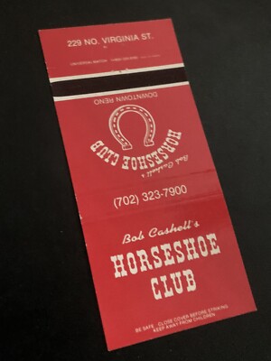 Vintage Nevada Matchbook “Bob Cashell’s Horseshoe Club” Reno | eBay