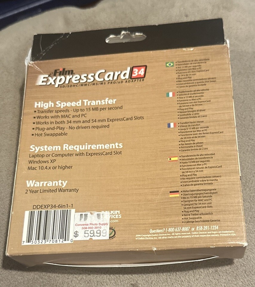 efilm 34mm + 54mm Slot Express Card Adapter for SD SDHC MMC MS MSPRO xD ...