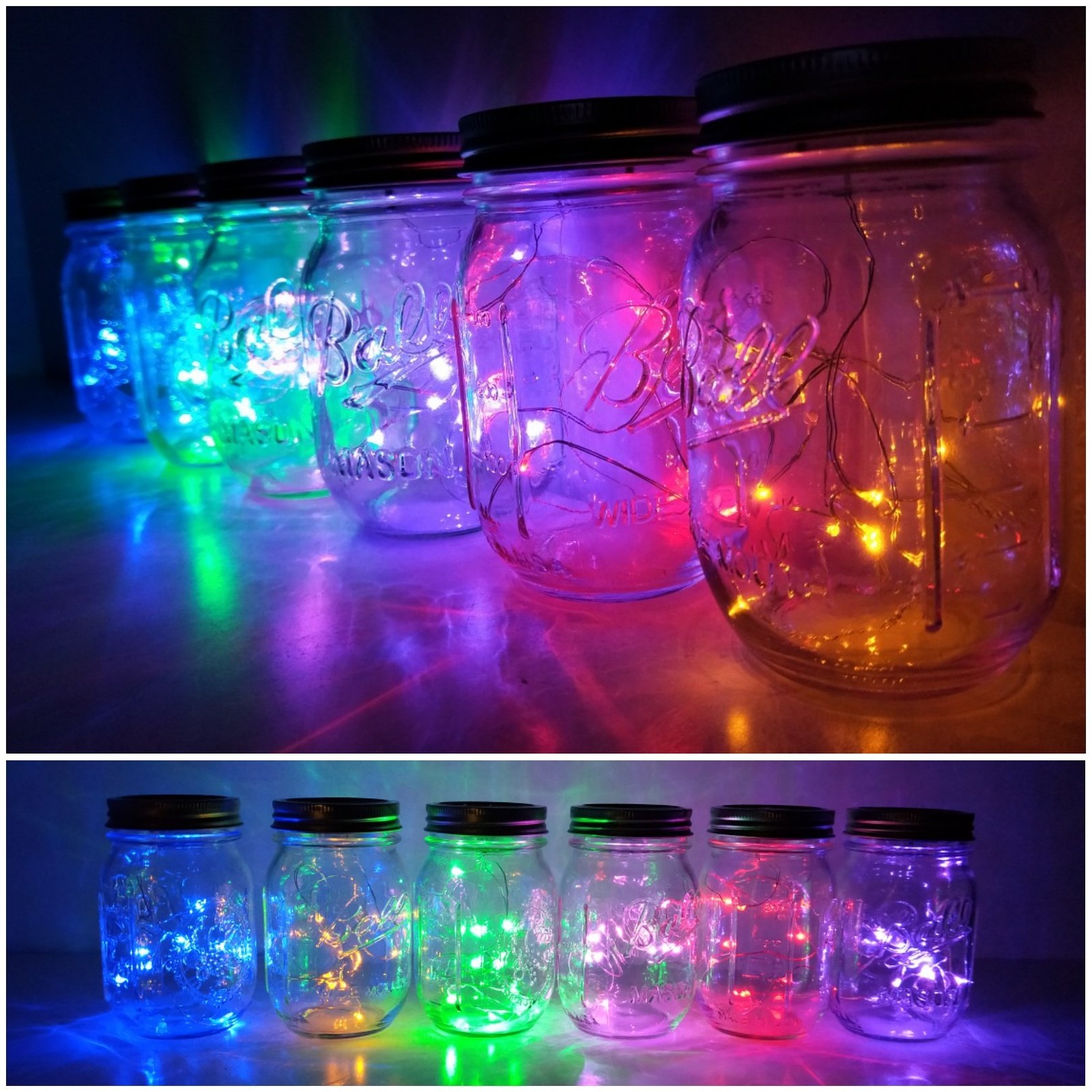 6 Pack Mason Jar Lights, 20 LED Solar Multi-Colored Fairy String Lights ...