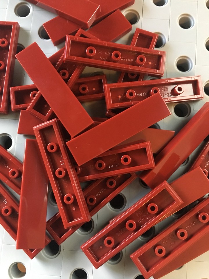 Lego Dark Red 1x4 Tiles Smooth Finishing Flat Modular Buildings 25 Pcs ...