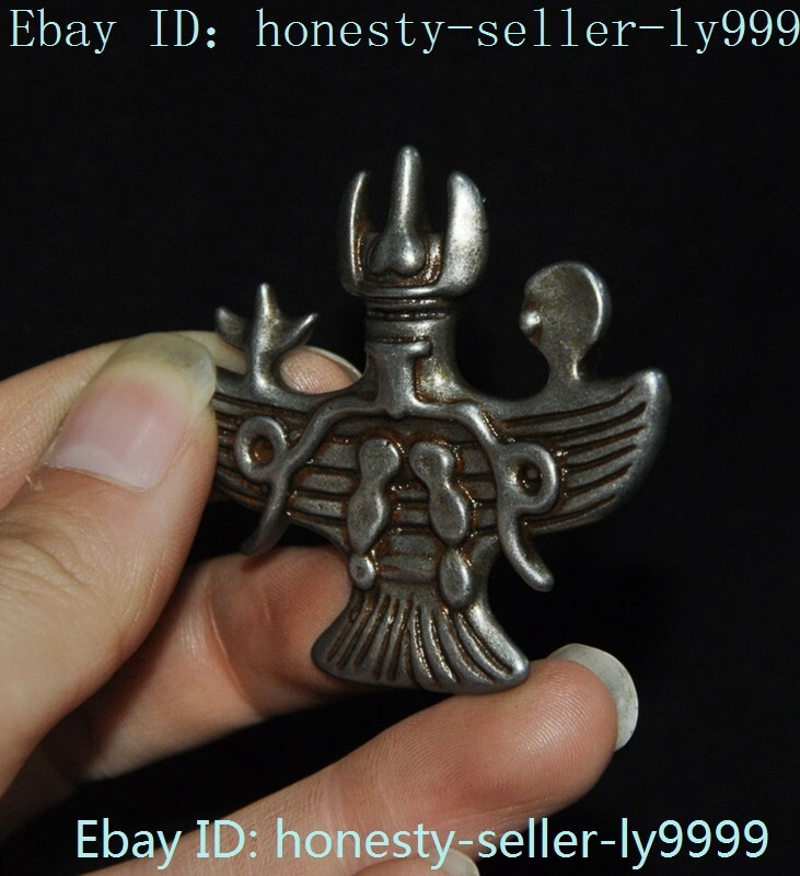 2" Tibet Tiantie weird Winged Garuda Bird Eagle Buddha Statue amulet ...
