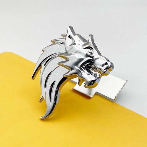 Silver Metal Front Hood Wolf Head Car Grille Emblem Chrome Sport Grill ...