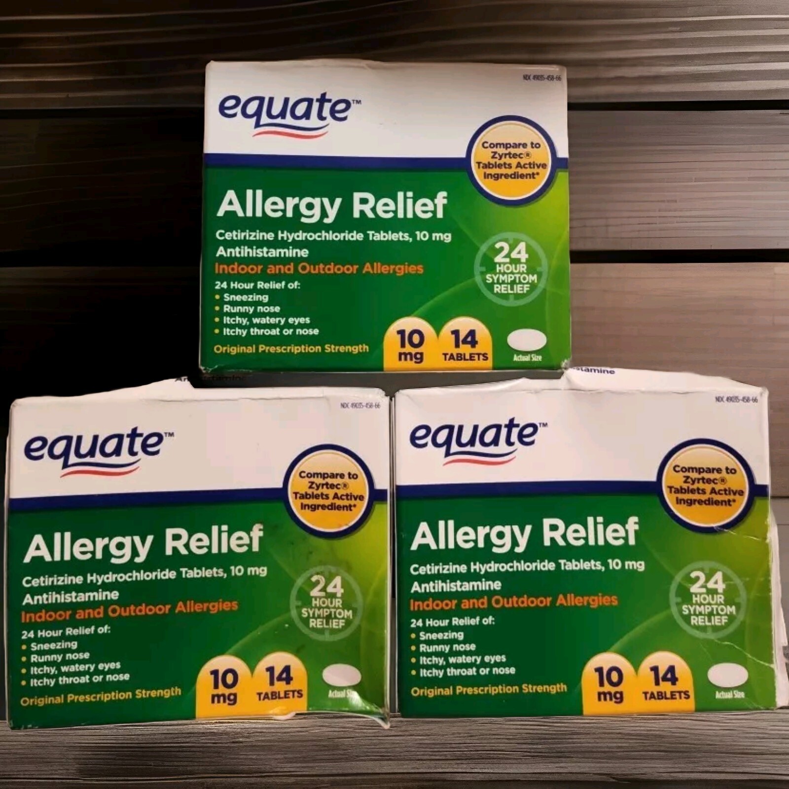 3 Boxes: 42 CT (14 Ct each) EQUATE 10mg Allergy Relief Cetirizine ...