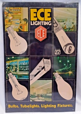 Vintage Advertising Sign Tin Ece Lighting Bulbs Tubelights Lighting ...