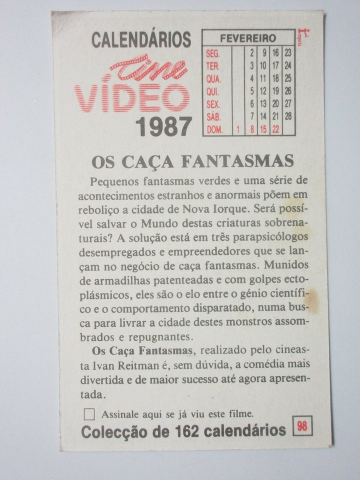 GHOSTBUSTERS CINEMA MOVIE POSTER POCKET CALENDAR | eBay