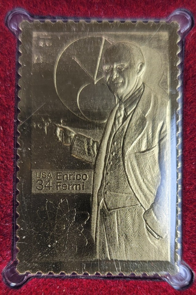 1st Day Issue 22kt Gold Stamp & Envelope - Nobel Prize - Enrico Fermi ...