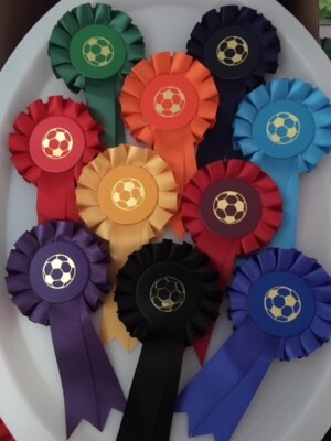 10 X 1 Tier Mini Football Rosettes. Choose your colour. *FREE POSTAGE ...