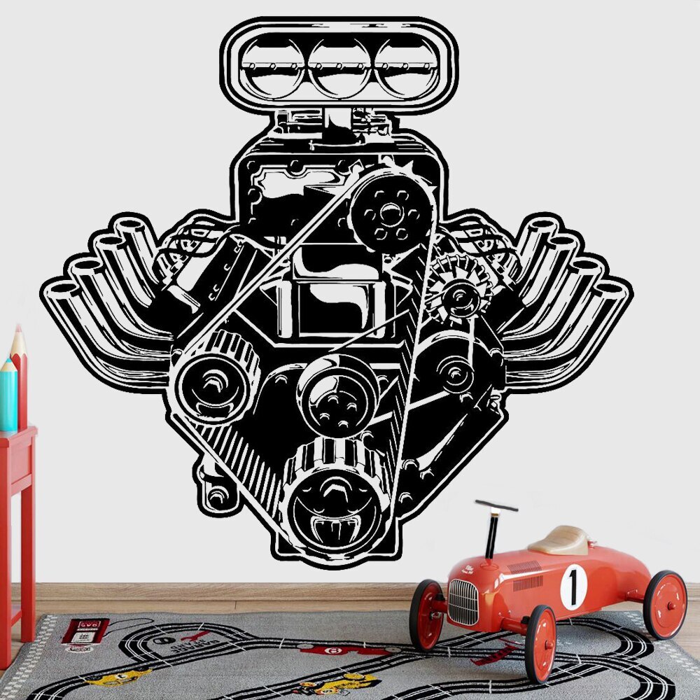 Car Motor Engine Wall Sticker Mechanic Auto Speed Cool Self-adhesive ...