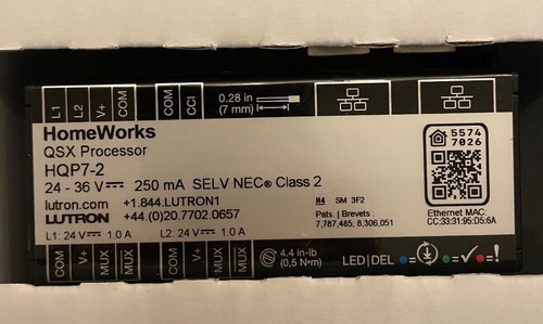 Lutron HQP7-2 QSX Processor 24-36-Volt 250 Milli-Amp for HomeWorks QS ...