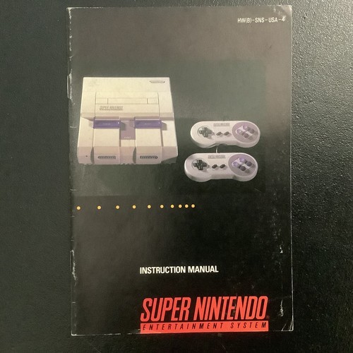 Super NES System HW(B)-SNS-USA-4 SNES Nintendo Instruction Manual Only ...